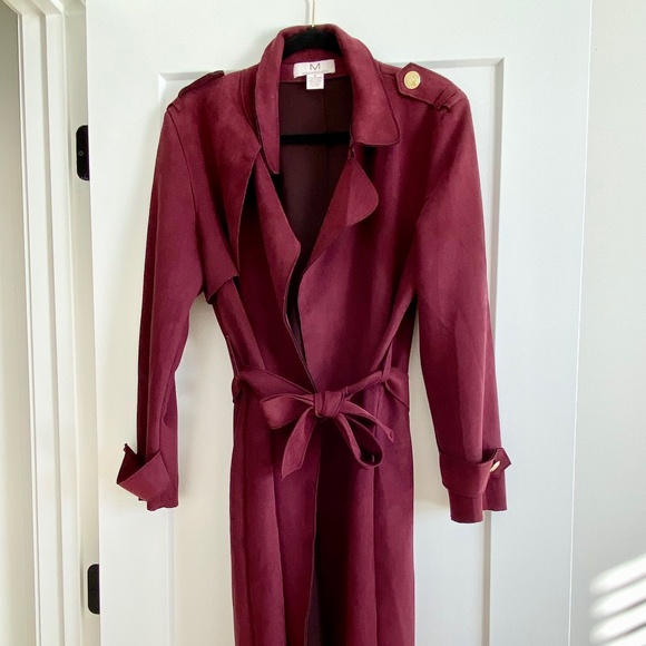 Magaschoni | Jackets & Coats | Magaschoni Burgundy Vegan Suede Faux ...